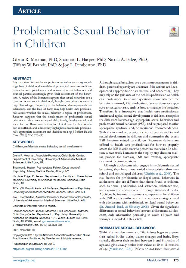 Problematic Sexual Behavior in Children. - Culture Reframed