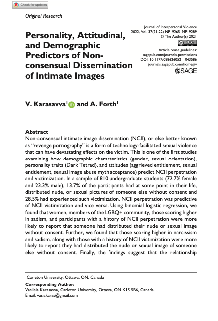 Personality, Attitudinal, and Demographic Predictors of Non-consensual ...