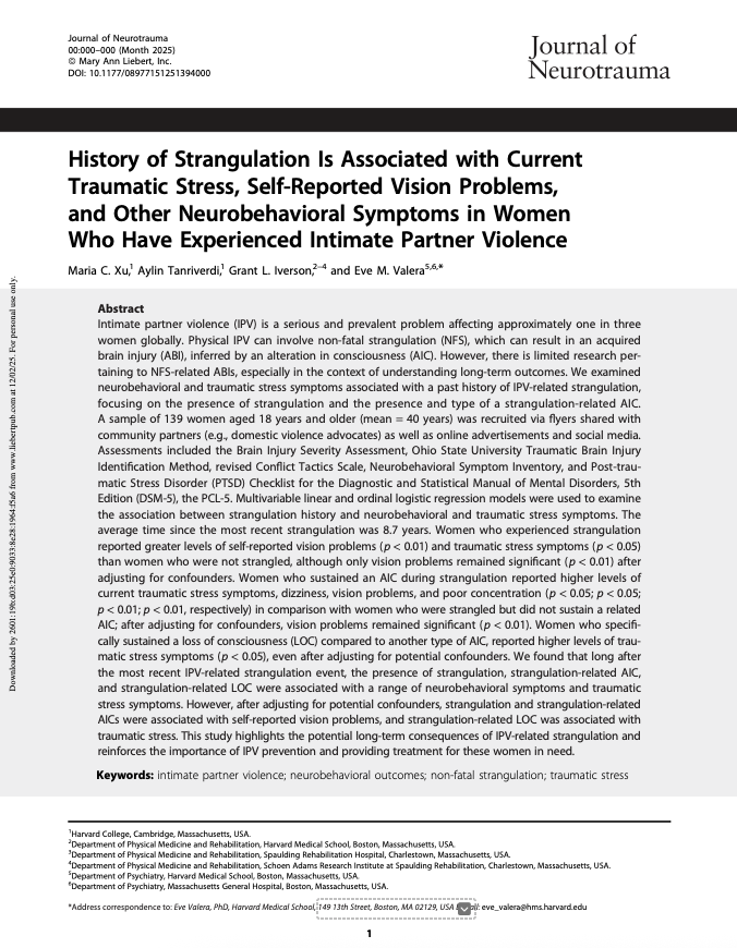 History of Strangulation Is Associated with Current Traumatic Stress ...